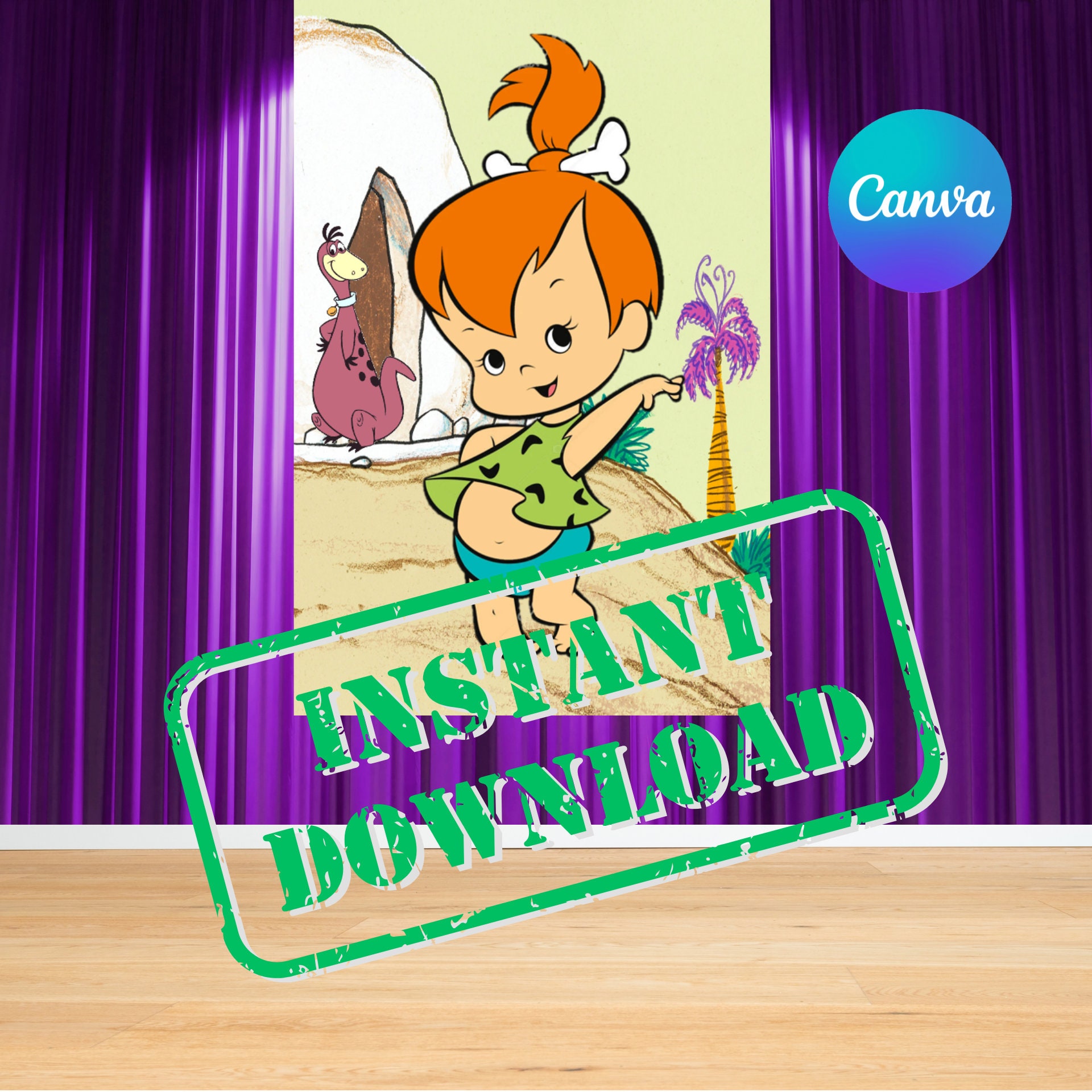 Digital Pebbles Banner 4x6, Pebbles Baby Shower, Pebbles Backdrop ...