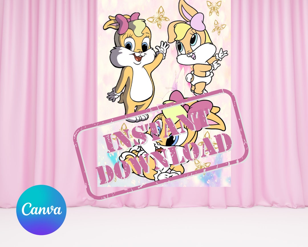 Digital Lola Bunny Backdrop, Lola Bunny Banner, Baby Lola Bunny, Pastel ...