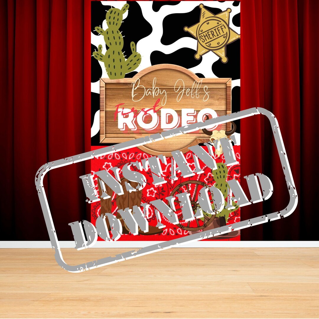 Digital Rodeo Theme Backdrop, First Birthday, Boy Rodeo, Cowboy, 5x8 ...