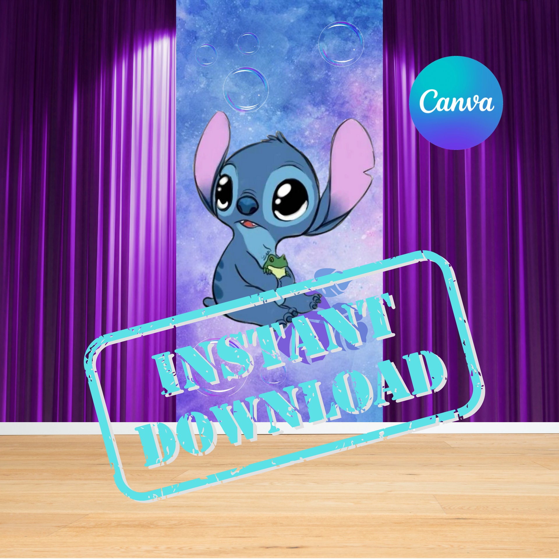 Digital Stitch Backdrop, Stitch Banner, Baby Stitch, Baby Shower Stitch ...