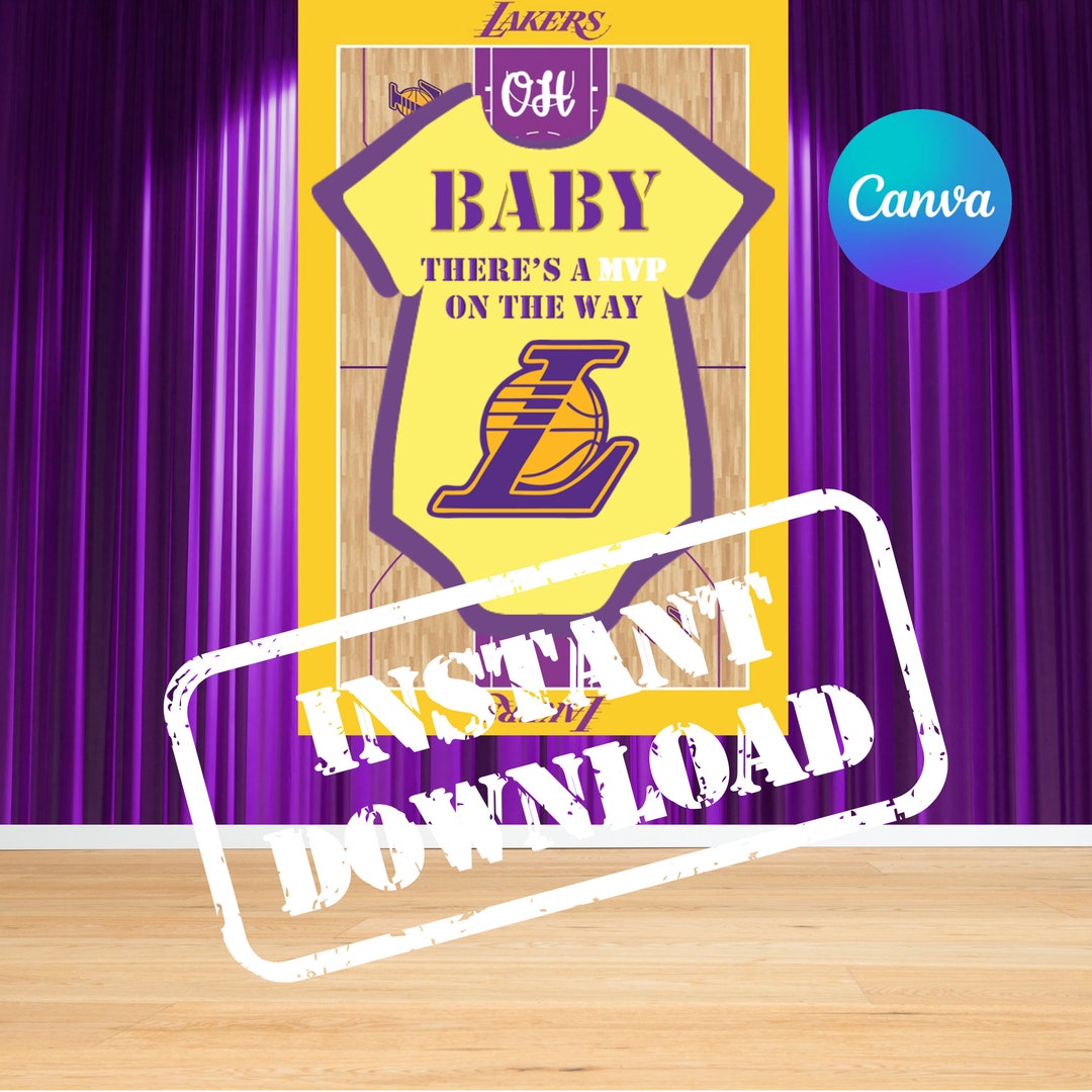 Digital Baby Lakers Backdrop 4x6, Baby Lakers Banner, Baby Shower ...