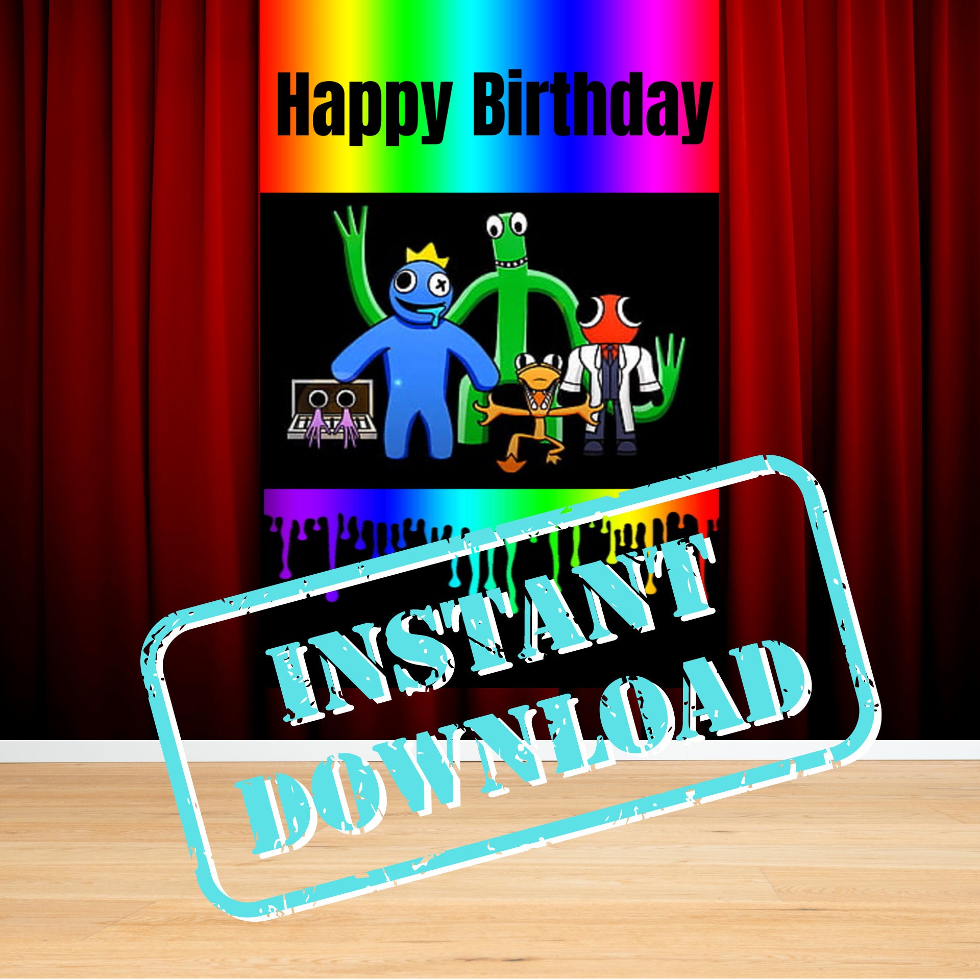 Digital Rainbow Friends Banner 4x6, Rainbow Friends Backdrop, Rainbow ...