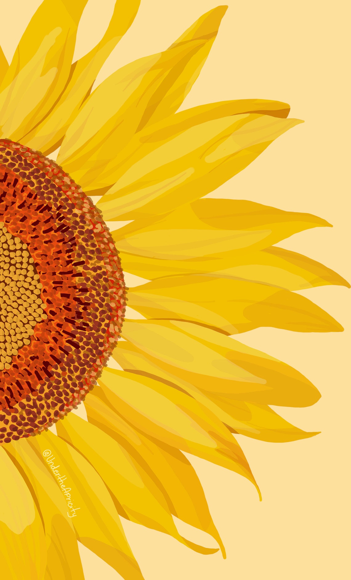 Sunflower Digital Illustration Wall Art Poster Wallpaper - Etsy