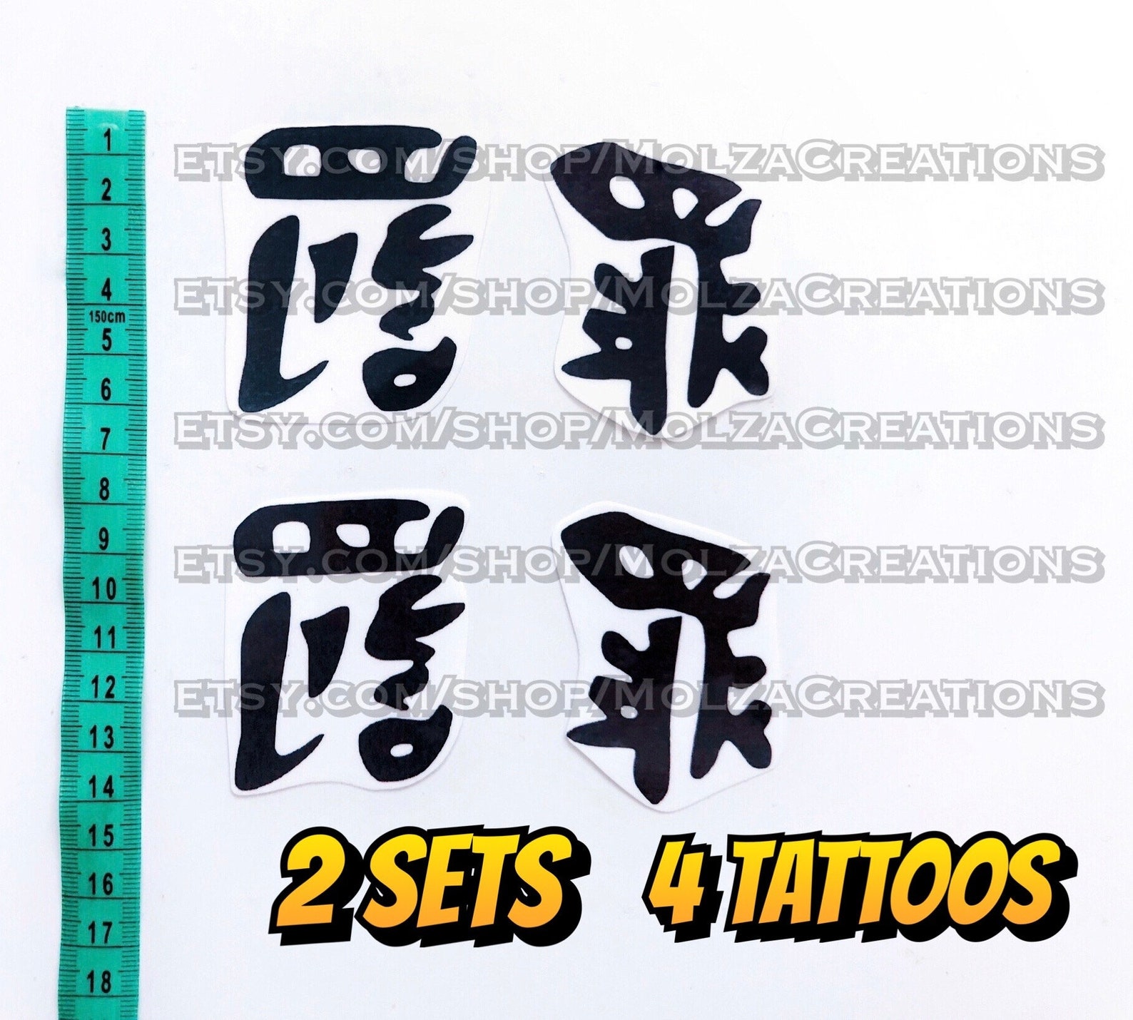 Hanma Temporary Hand Tattoos, 2 Sets - Etsy UK