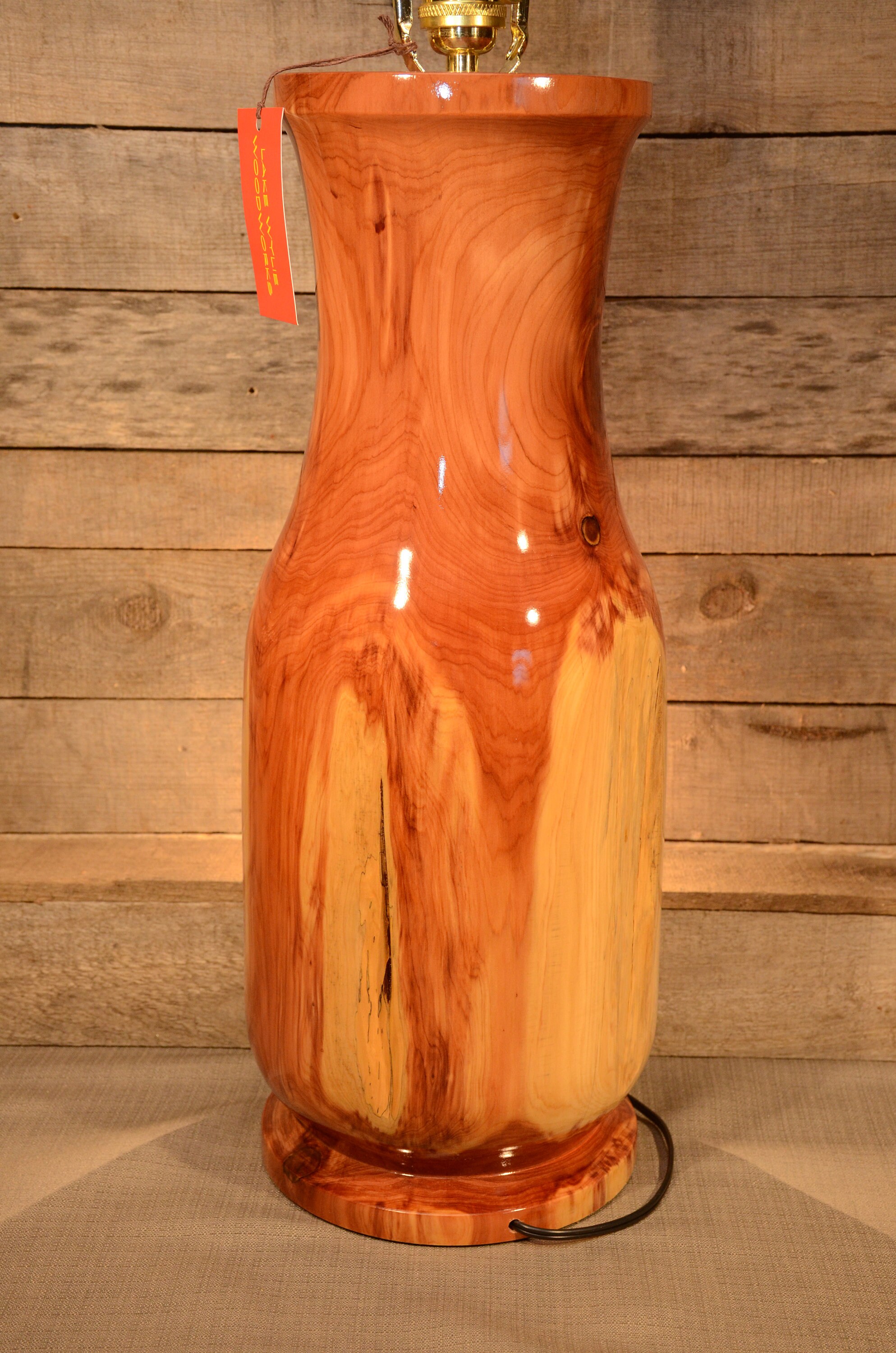 Sculpted Red Cedar Table Lamp With Edison Vintage Bulb. 5036 - Etsy