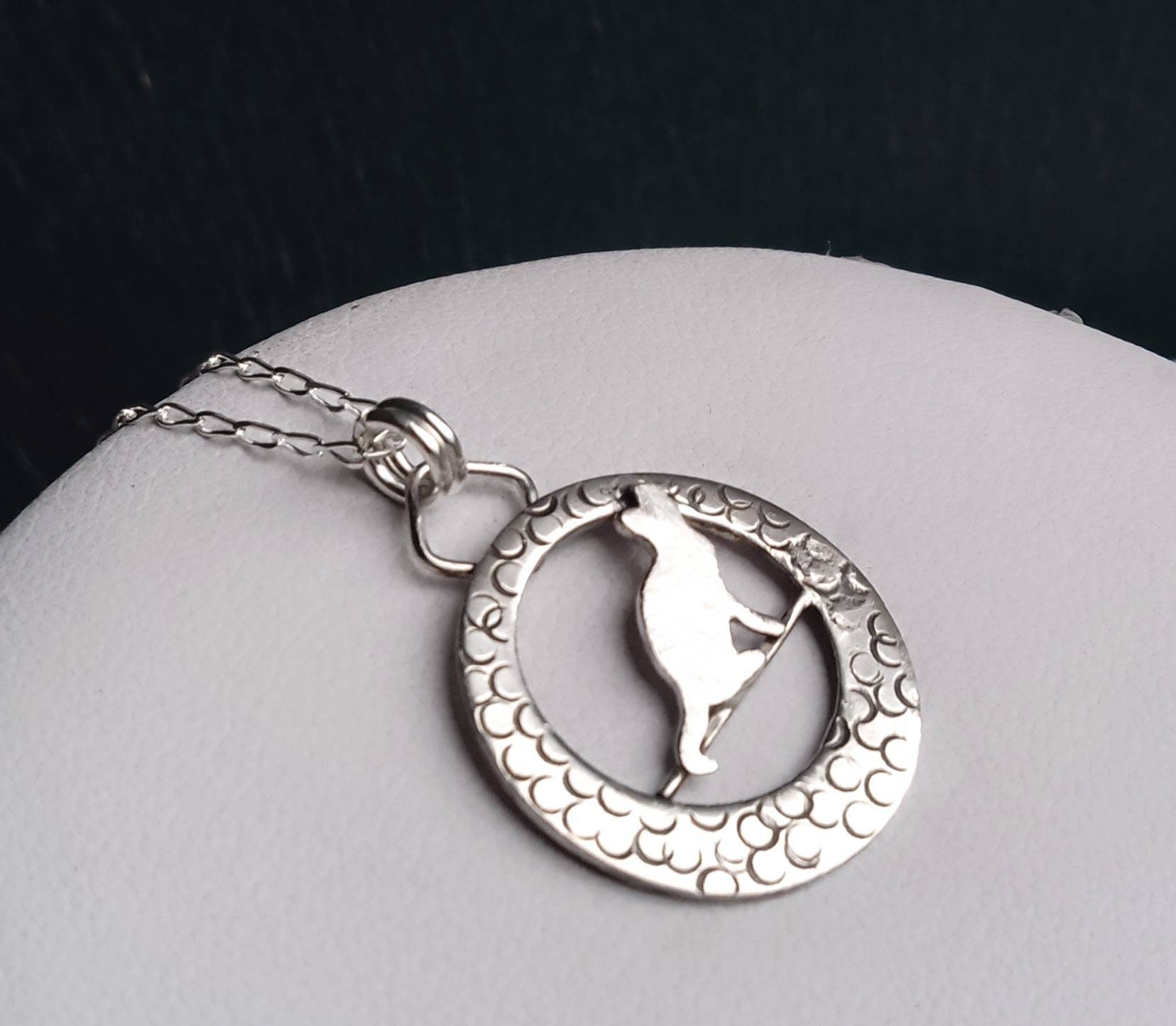 Contemporary Solid Silver Cat Necklace. Cat Pendant. Handmade - Etsy