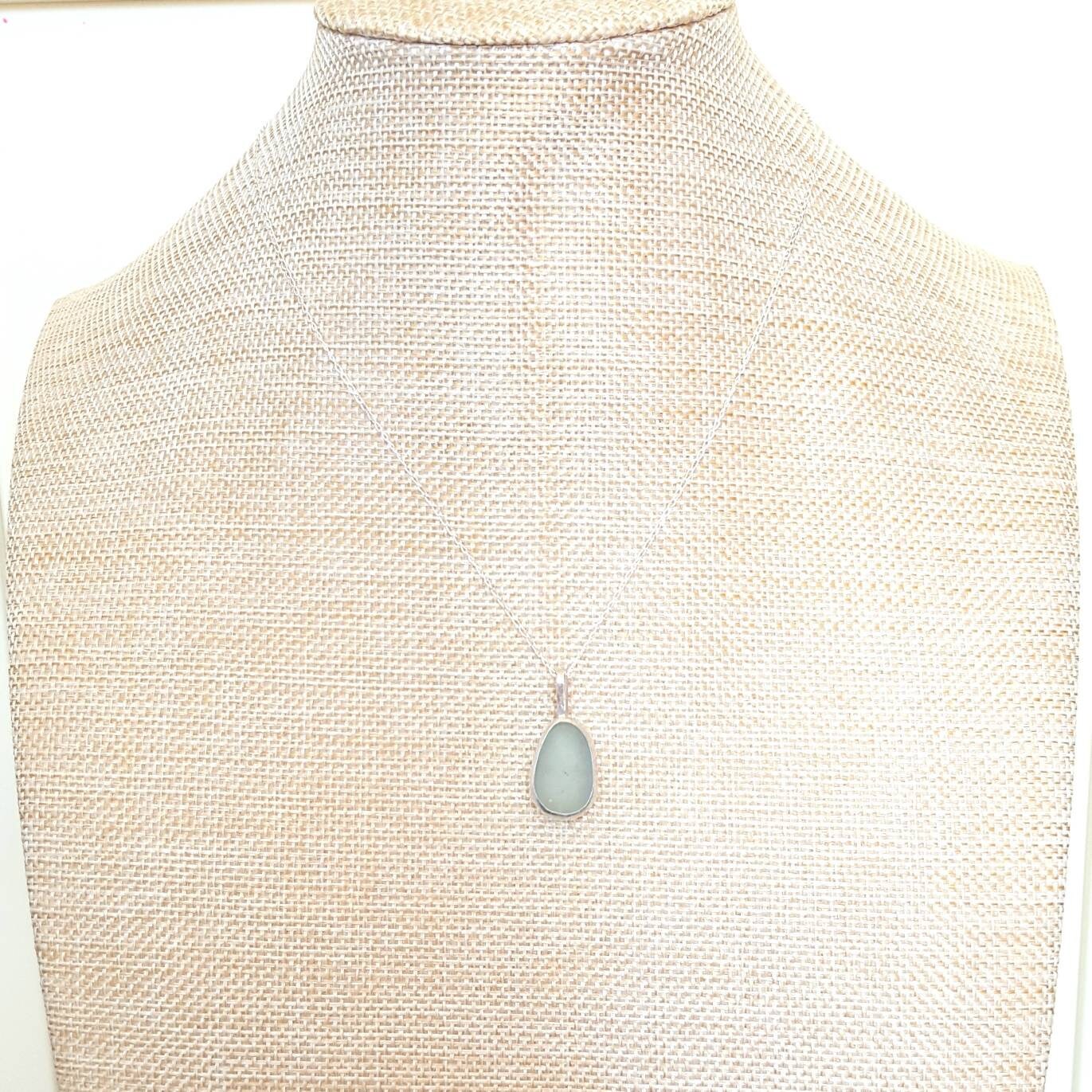 Aqua Sea Glass Pendant. English Sea Glass. Sterling Silver | Etsy