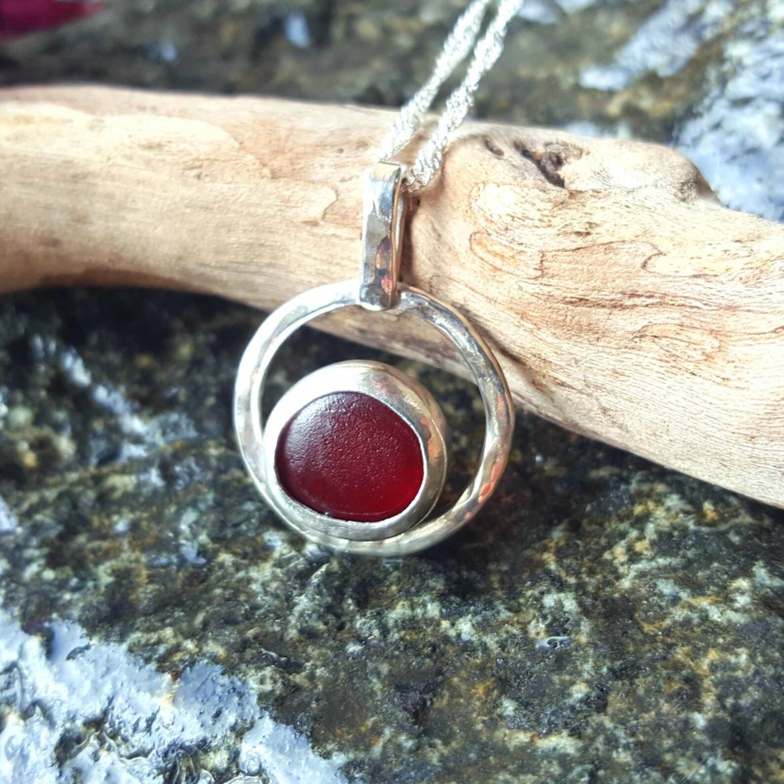 Red Sea Glass Pendant. Rare Seaglass Pendant. Ruby Red Sea - Etsy