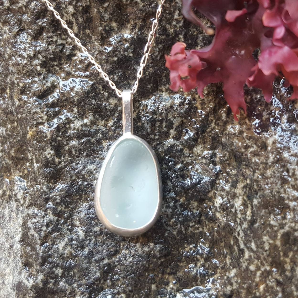 Aqua Sea Glass Pendant. English Sea Glass. Sterling Silver | Etsy