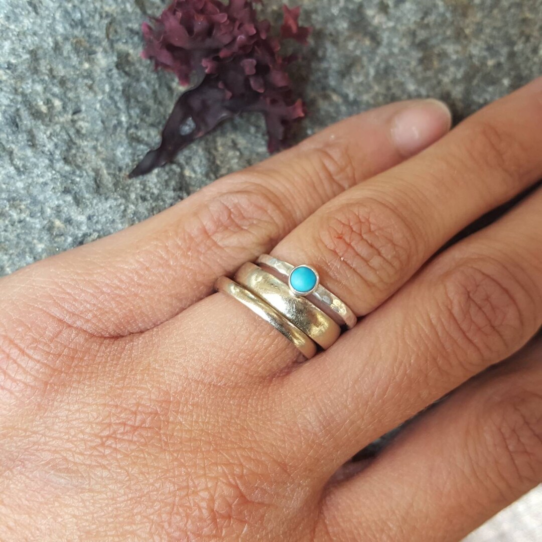 Turquoise Stacking Ring. Turquoise Ring. Stacking Ring. Handmade Silver ...