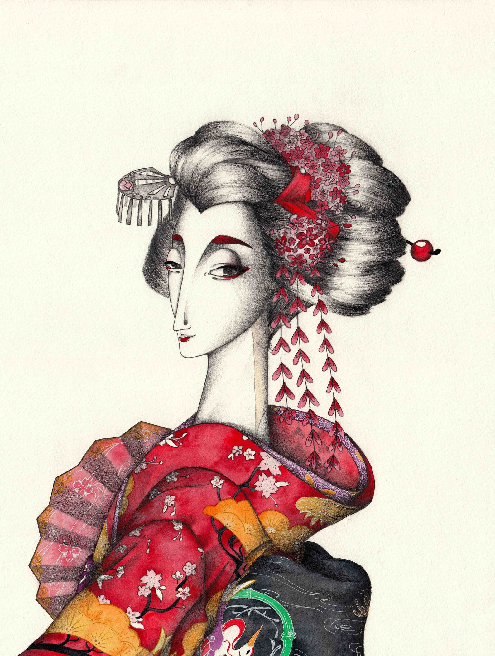 Original Illustration maiko Watercolor and - Etsy