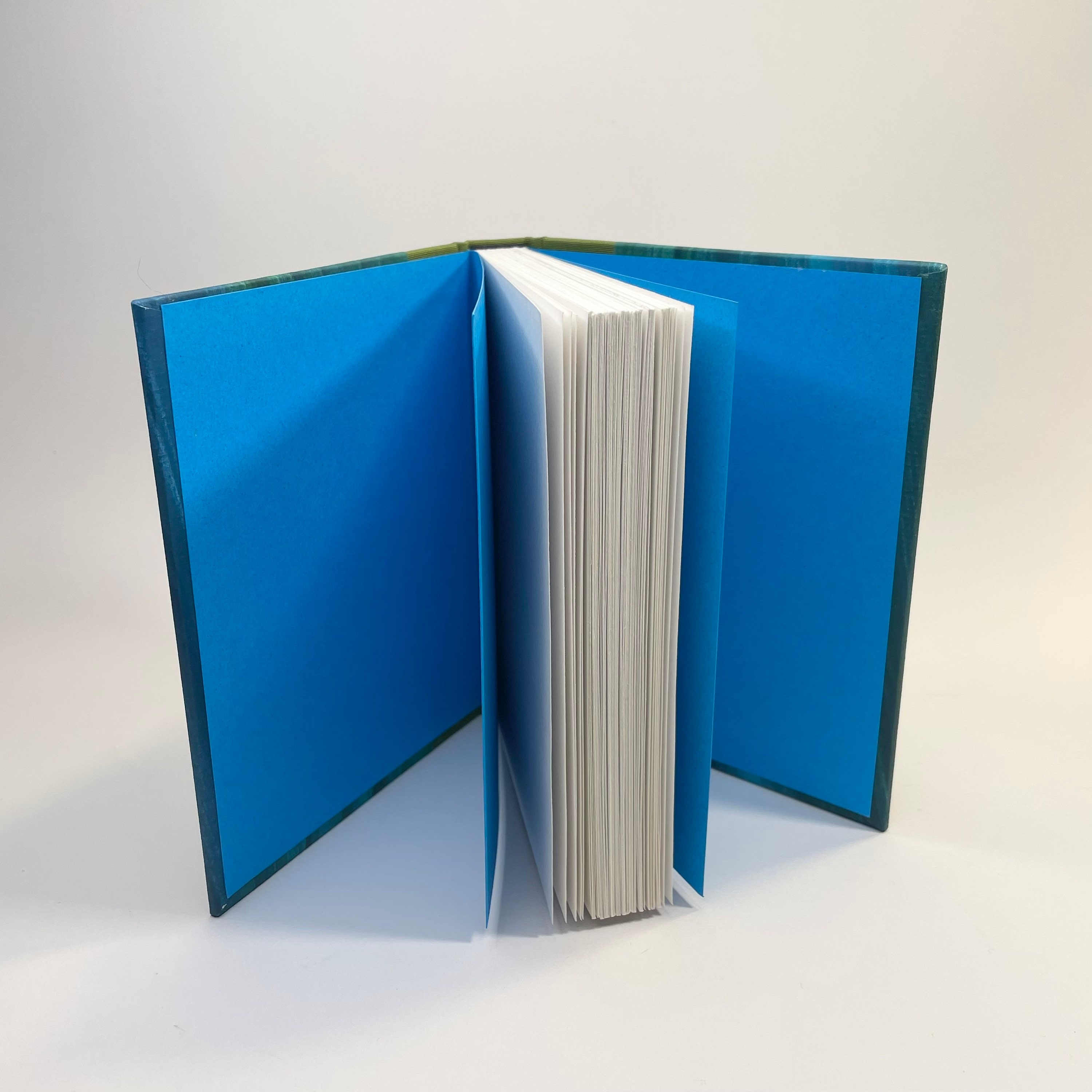 Blue and Green Paste Paper Journal/sketchbook - Etsy