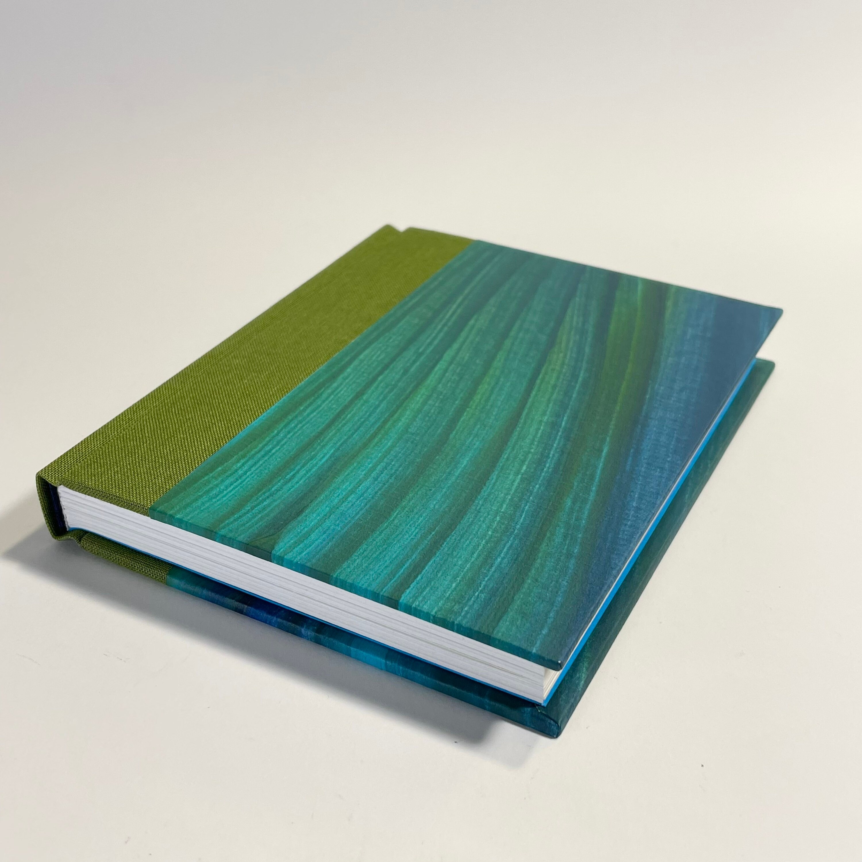 Blue and Green Paste Paper Journal/sketchbook - Etsy