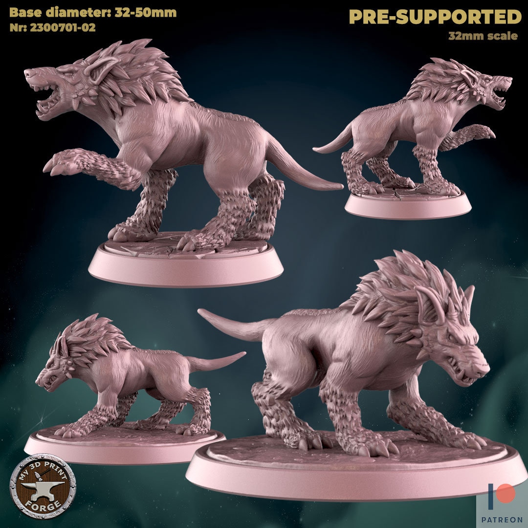Hellhound Miniature | 28mm-32mm | Resin 3D Printed Infernal Hound | D&D ...