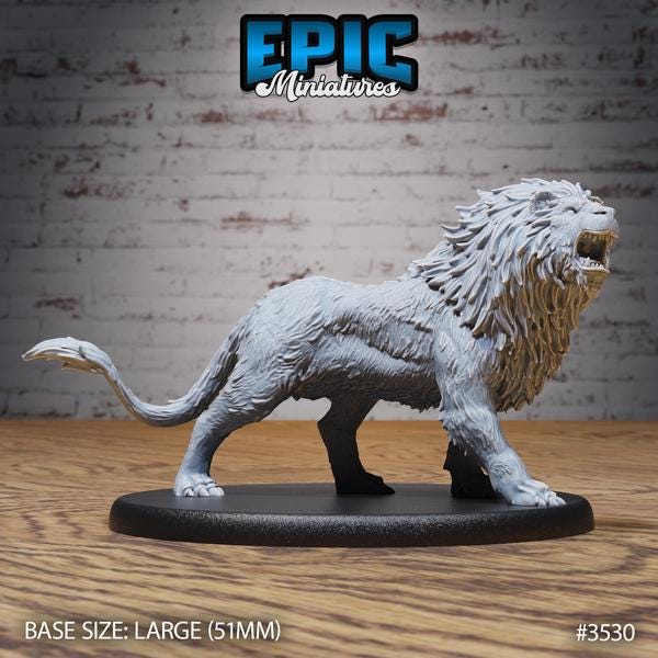 Lion Miniature | 28mm Scale Regal Beast for Dnd, Pathfinder, Tabletop ...