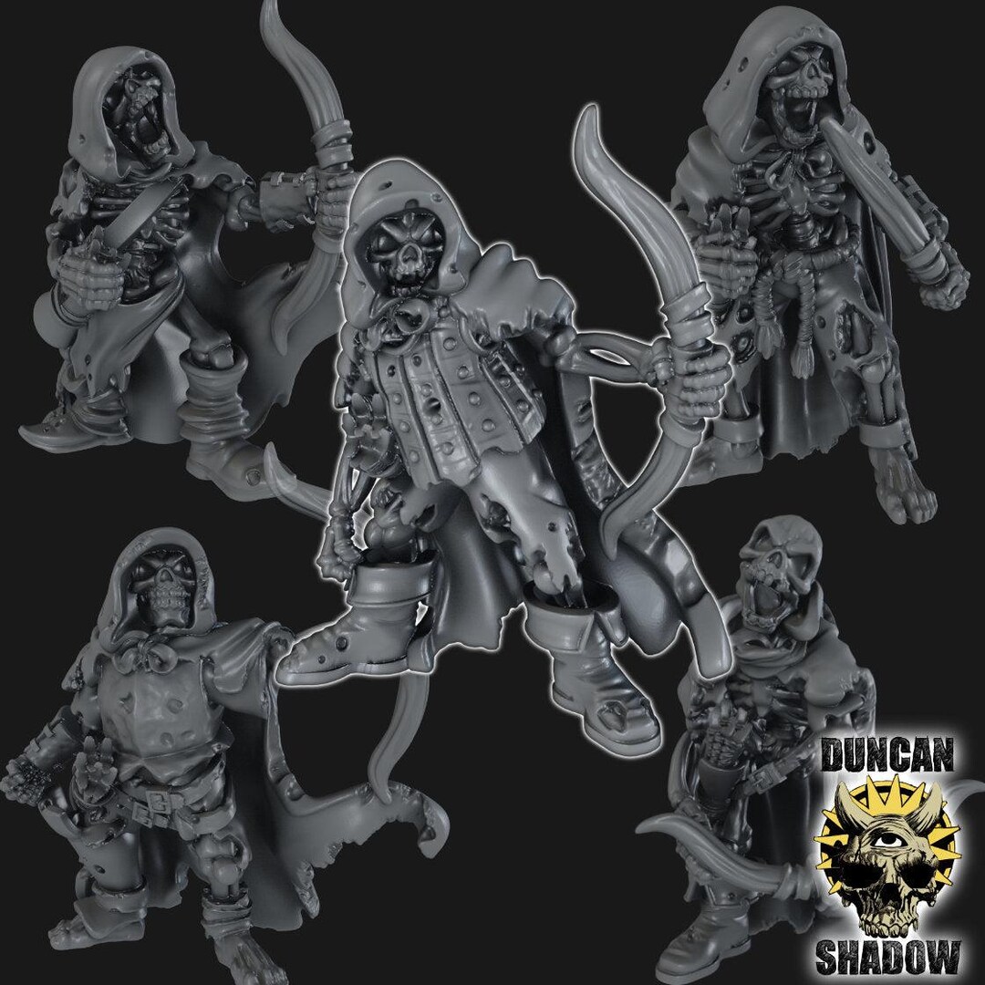 Skeleton Archer Miniature Set | 28mm-32mm | 3D Printed Resin Undead ...