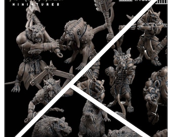 Giant Rats Miniatures Bundle | 28mm-32mm | Resin 3D Printed Vermin | D ...