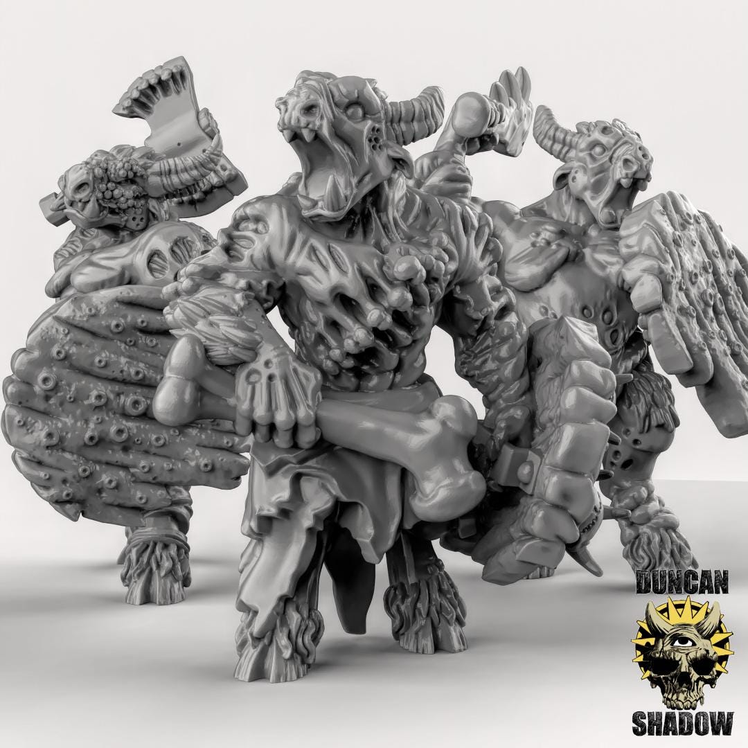Plague-covered Beastmen / Goatfolk Miniature | 28mm Scale Diseased ...