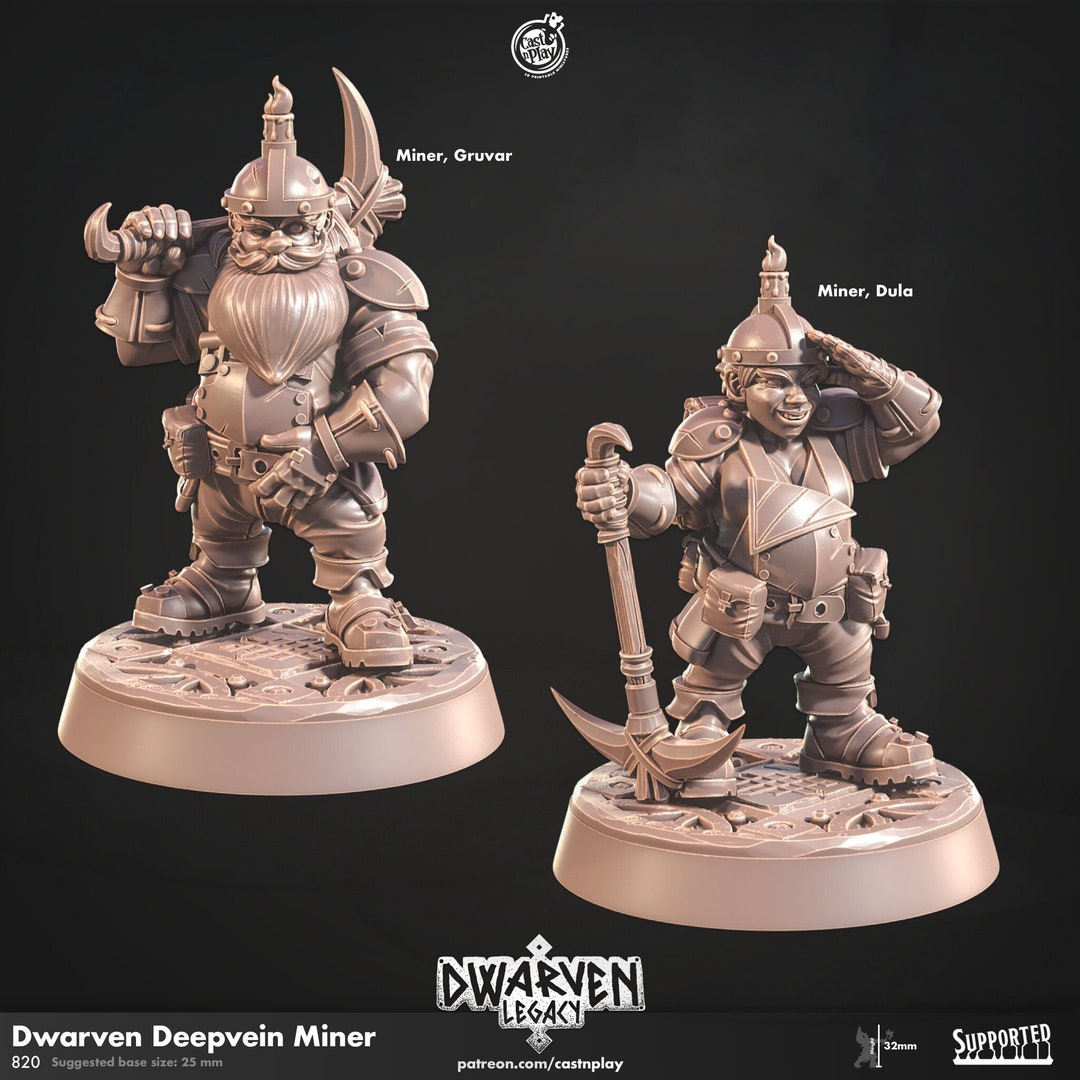 32mm, Dwarven Deepvein Delver, Dwarven Legacy, Castnplay Miniatures ...