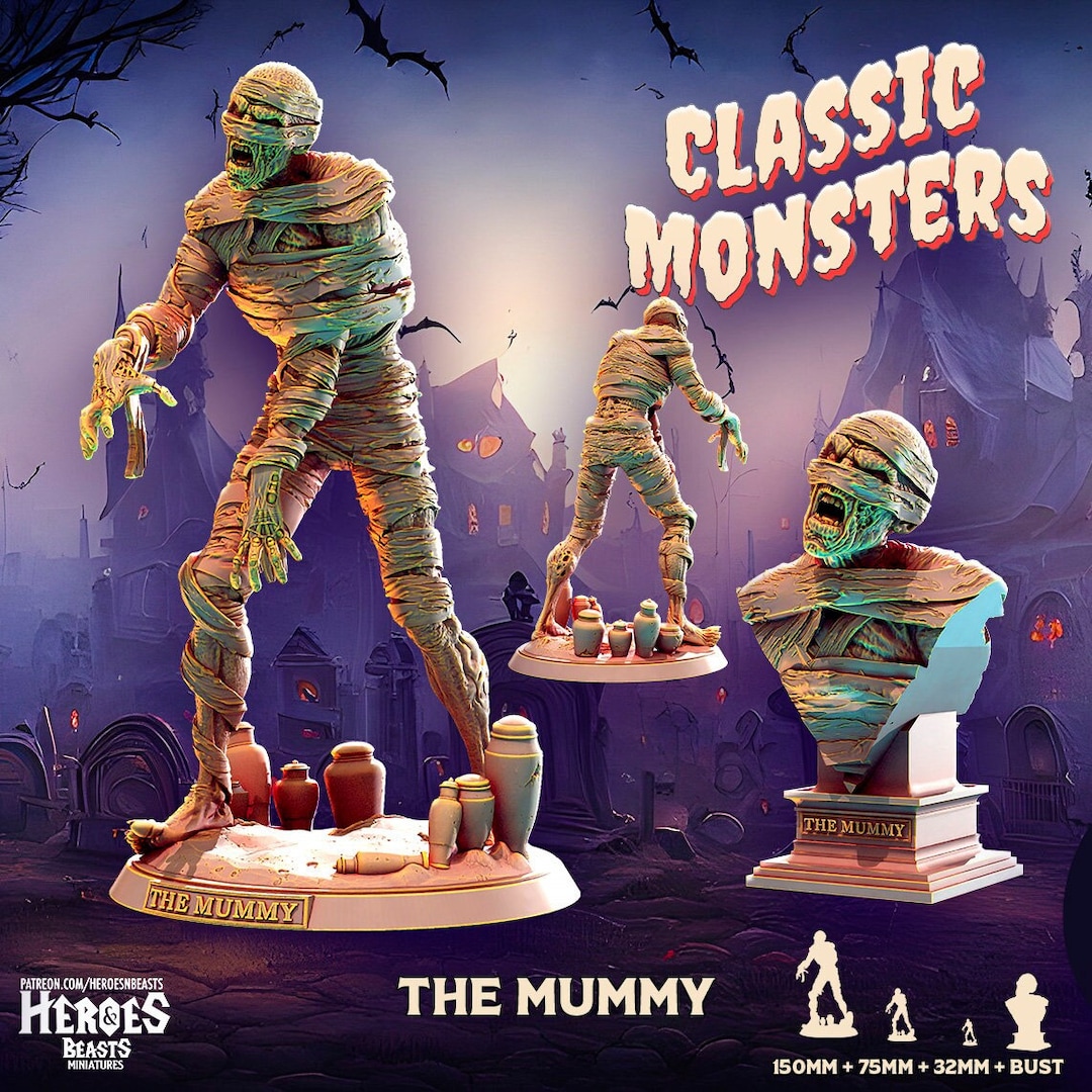 The Mummy, 150mm, 75mm, 32mm Scale, Bust, Role Playing Games Miniature ...
