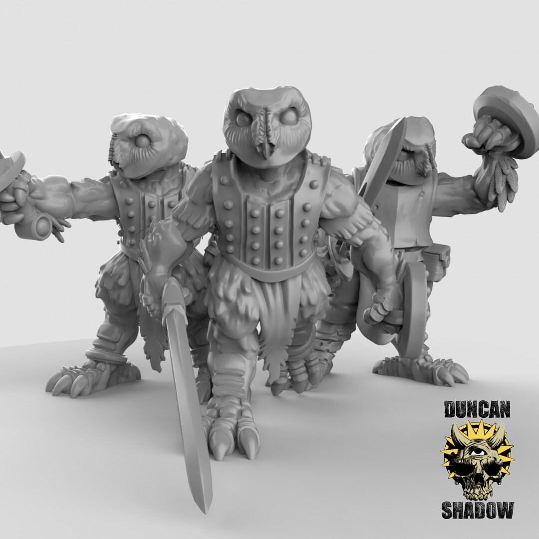 Owl Folk Miniatures Set | 28mm-32mm | 3D Printed Resin Owlfolk ...
