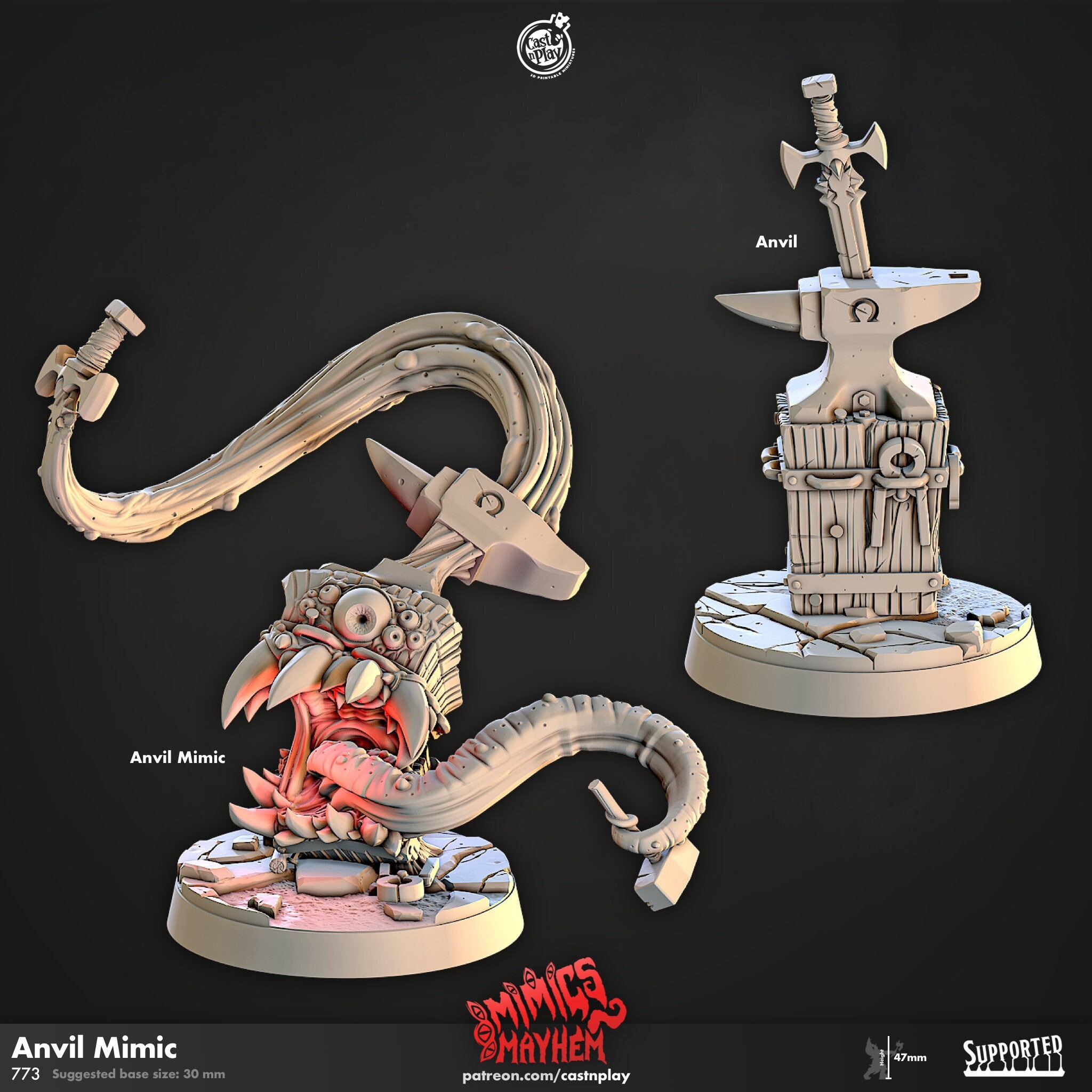Anvil Mimic Miniature | 32mm | Resin 3D Printed Mimic Monster | D&D ...