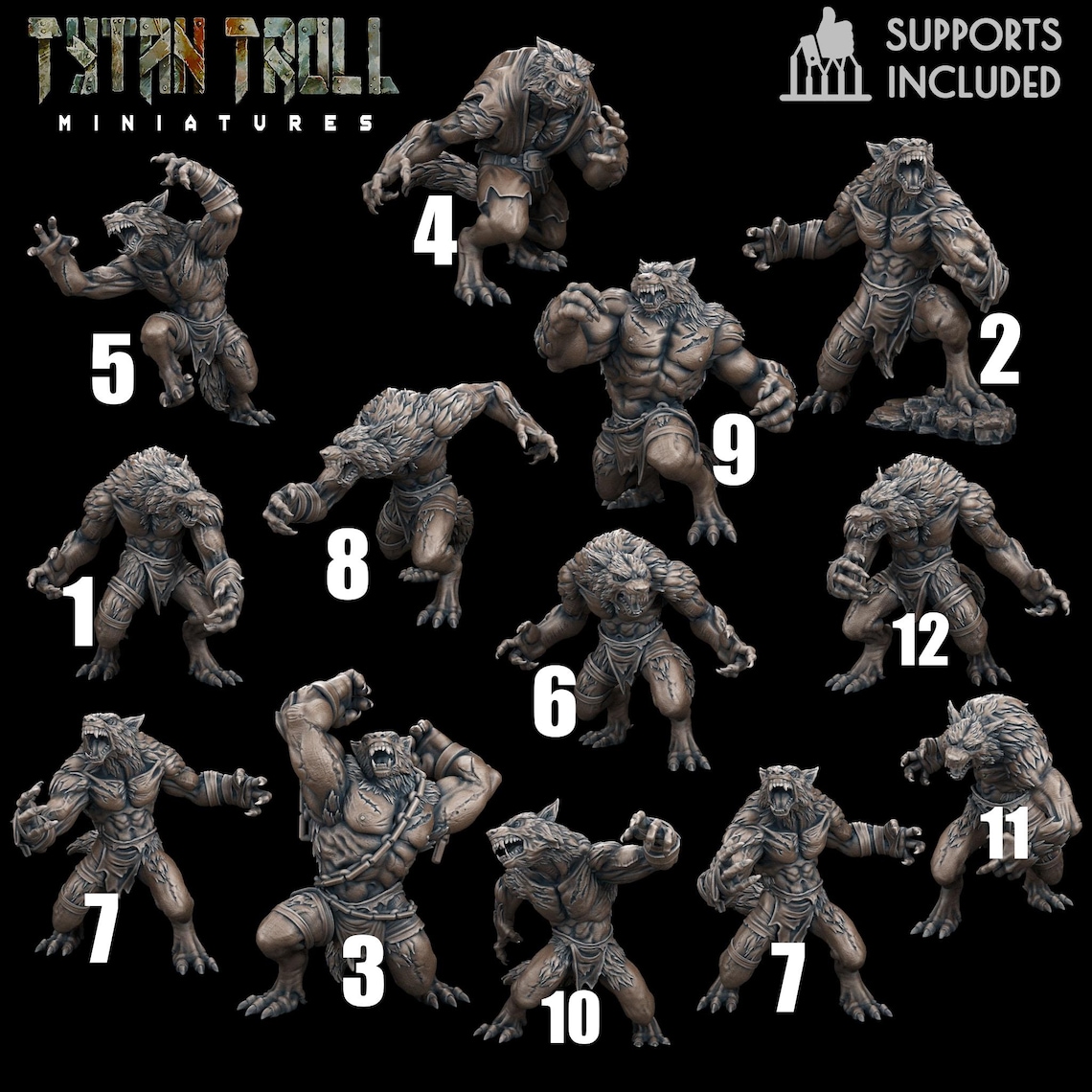 28mm & 32mm, the Great Werewolf Pack, Lycanthrope Figures for RPG and ...
