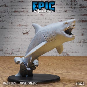 Great White Shark Miniature | 28mm Dnd Sea Monster | Pathfinder Ocean ...
