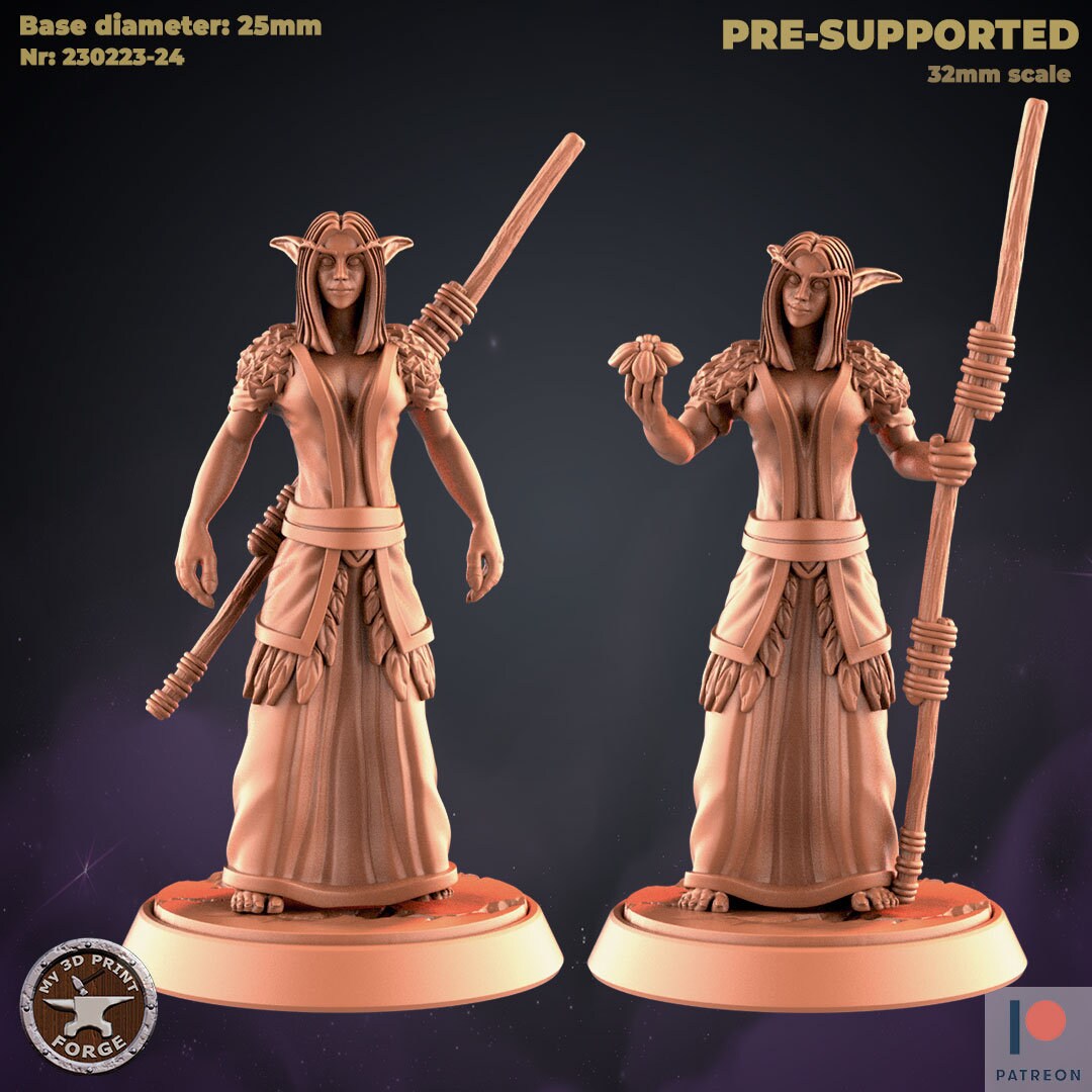 Elf Wizard Miniature | 28mm-32mm | Resin 3D Printed Wizard Druid | D&D ...
