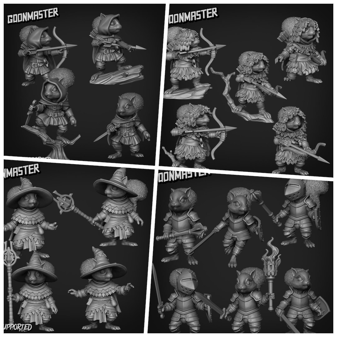 Squirrel Folk Miniature Bundle Fantasy Figures for Dnd and Dungeons and ...
