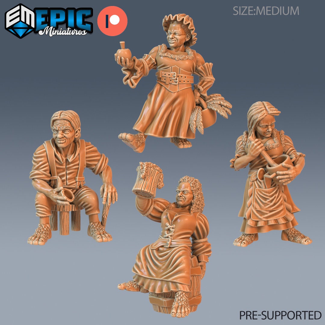 Hobbit Villager Miniature | 28mm-32mm | Resin 3D Printed Halfling NPC ...