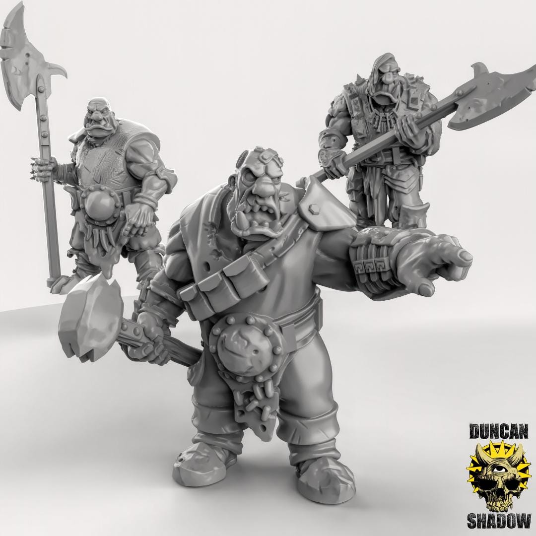 Ogres With Two-handed Spears Miniature Set | 28mm Scale Hulking Brutes ...