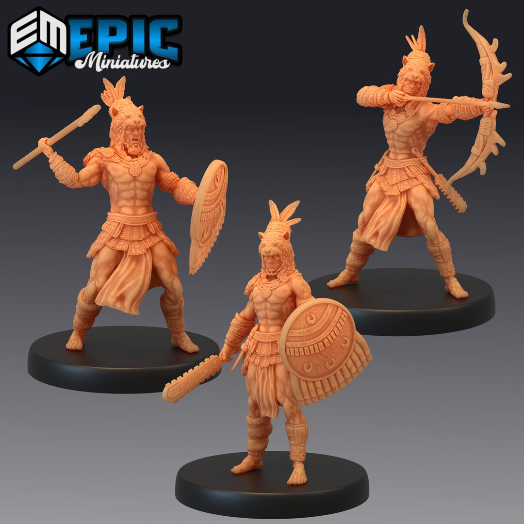 Aztec Jaguar Warrior Miniature, Epic Miniatures RPG, D&D Medium ...
