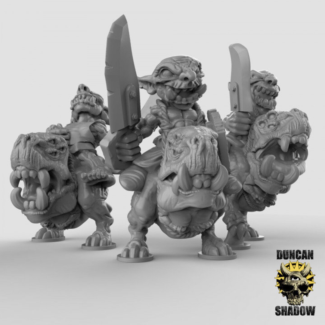 Goblin Hound Riders Miniature Set | 28mm-32mm | 3D Printed Resin Goblin ...