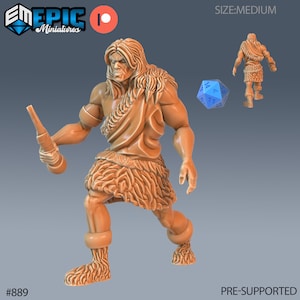Caveman, Medium Miniature, Epic Miniature, Dungeon and Dragons, RPG ...
