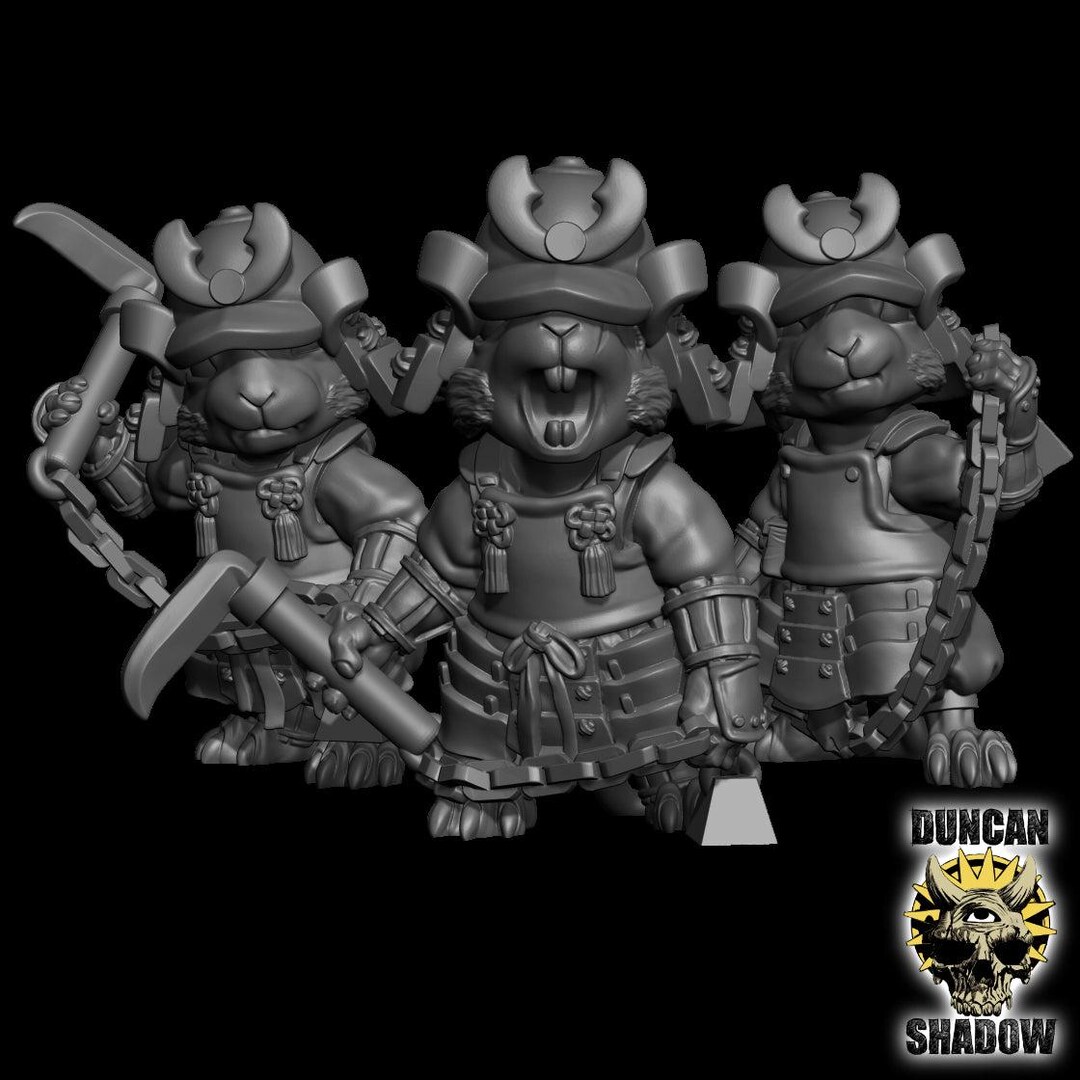 Mousefolk Samurai Miniature (kusarigama) | 28mm-32mm | 3D Printed Resin ...