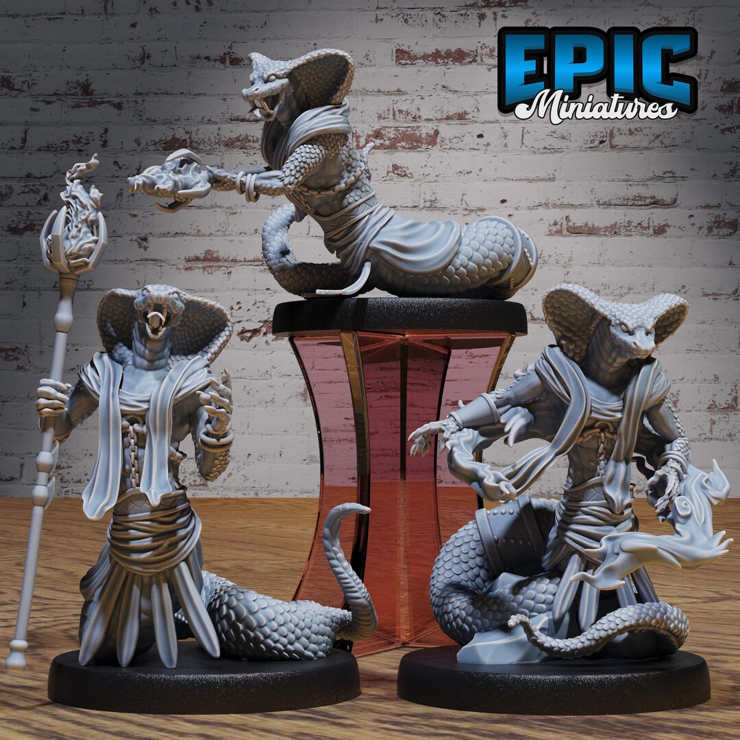 Cobra Folk Warrior Miniature | 28mm & 32mm Scale Serpent Warrior for ...