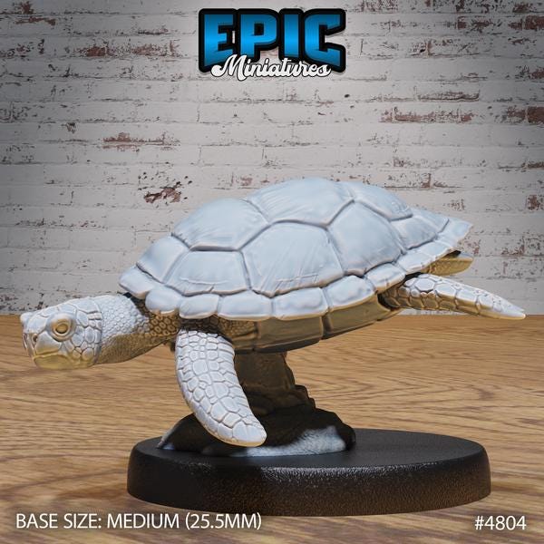 Sea Turtle Miniature | 28mm & 32mm Scale Majestic Aquatic Creature for ...