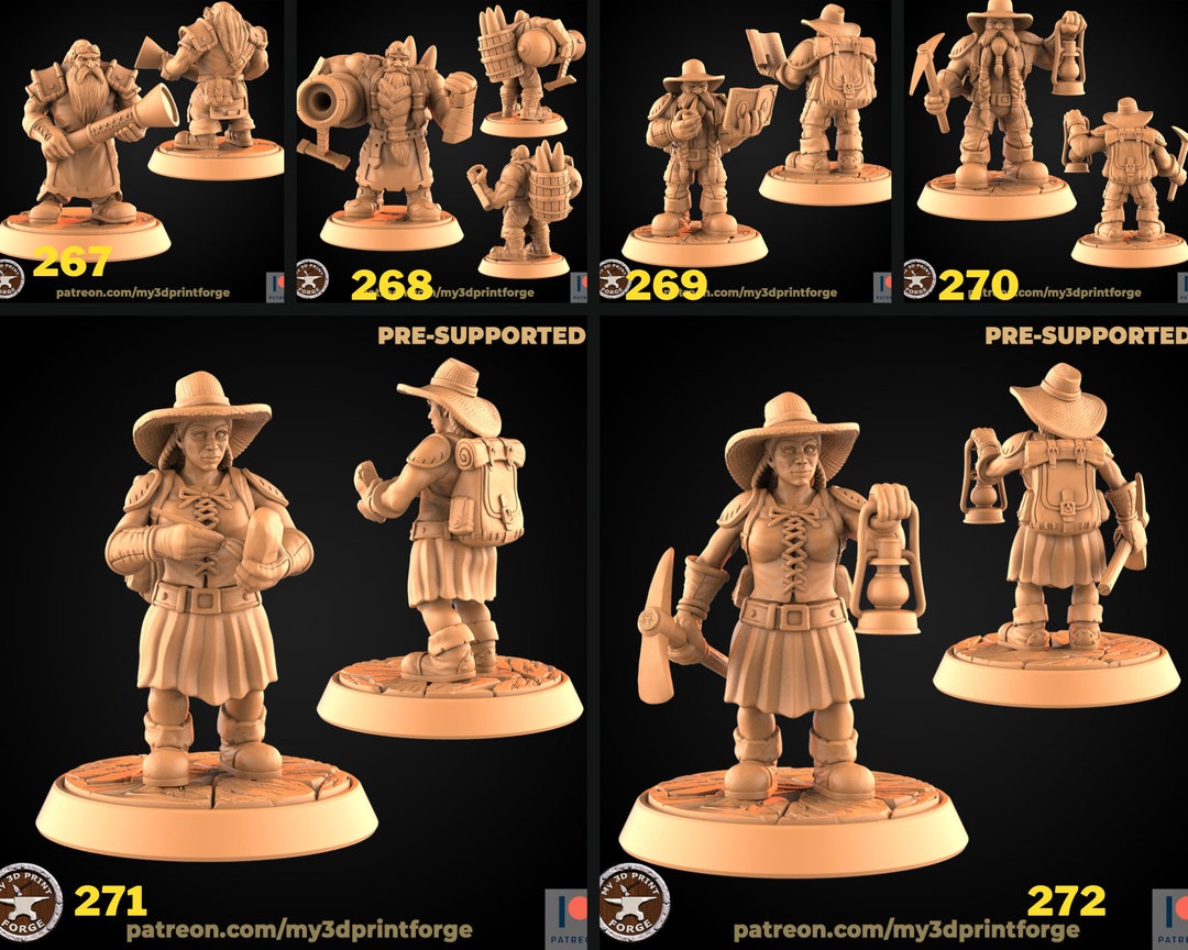 Dwarf Engineer and Miners Miniatures, by My3dprintforge Dnd, Dungeon ...