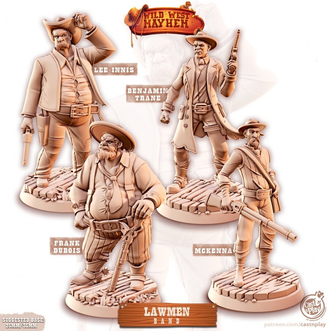 Lawmen Miniature Set | Wild West Mayhem | 28mm-32mm | 3D Printed Resin ...