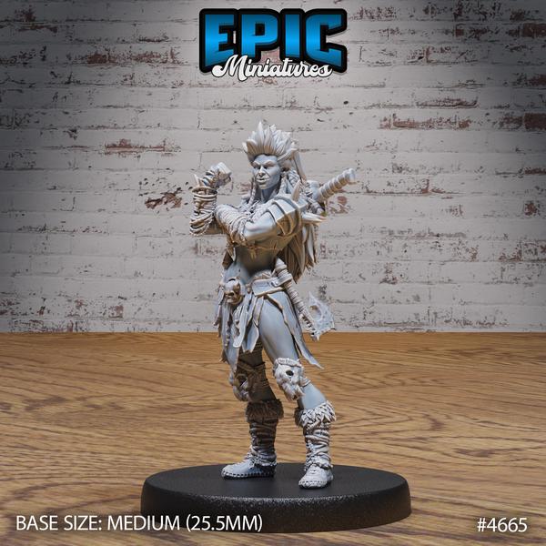Female Orc Adventurer / Half-orc Female Barbarian or Fighter Miniature ...