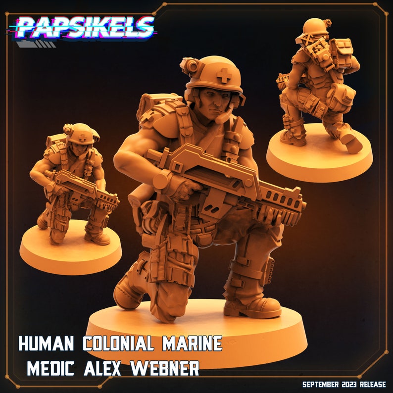 Human Colonial Marine Miniatures by Papsikels Miniatures Dnd, Dungeon ...