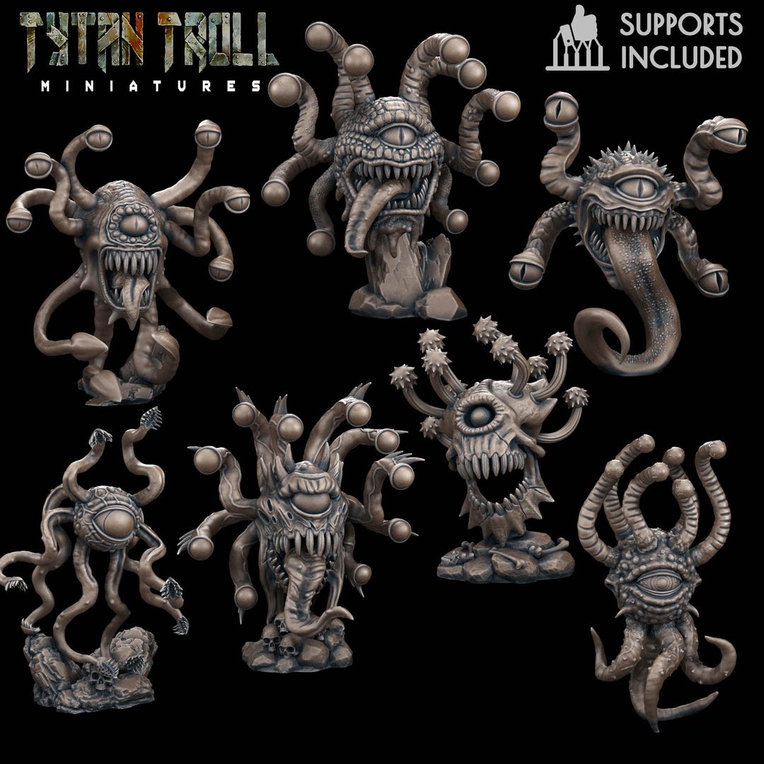Beholder Bundle Miniatures | 28mm-32mm | Resin 3D Printed Eye Tyrants ...