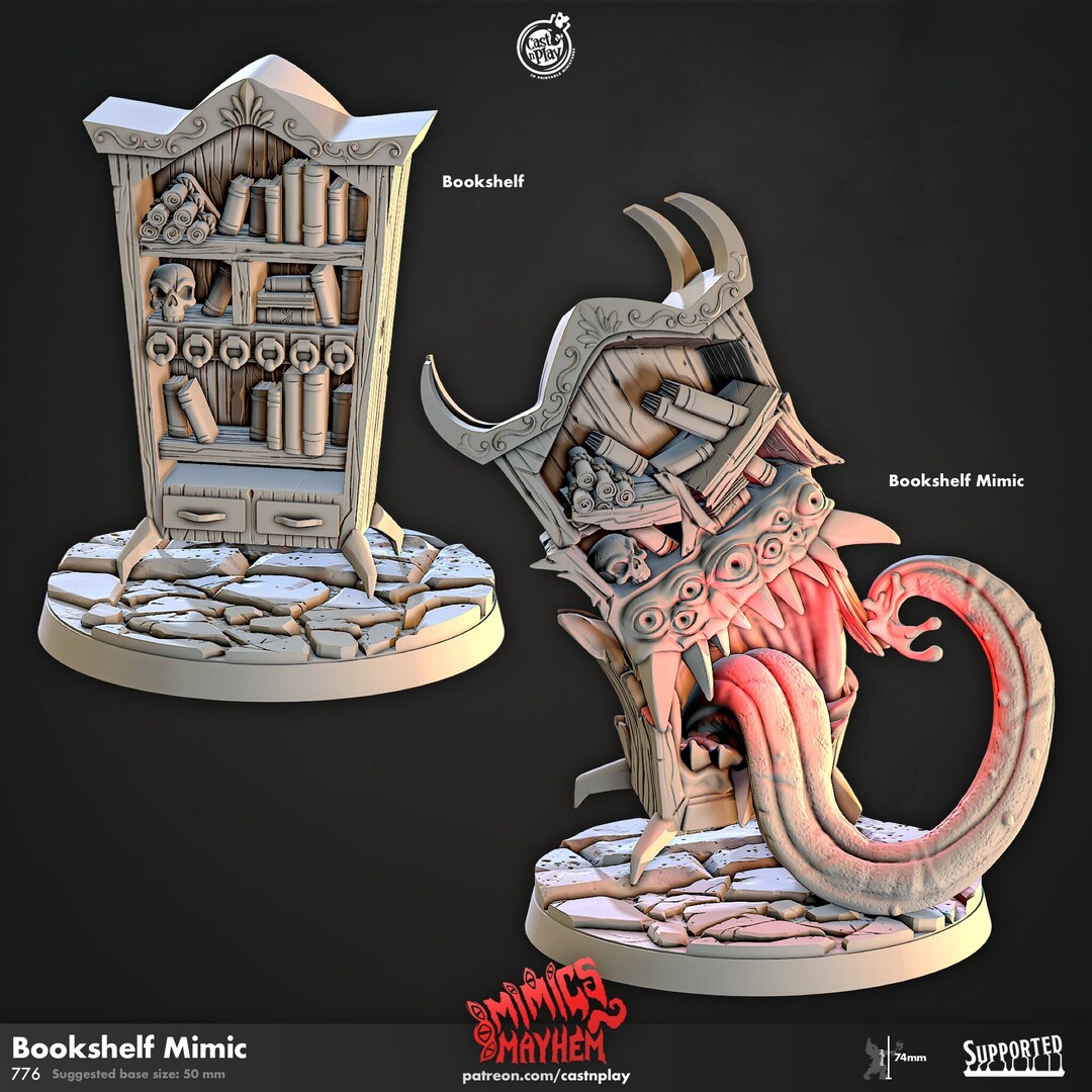 32mm Bookshelf Mimic, Mimic Madness, Castnplay, Large Miniatures , Role ...
