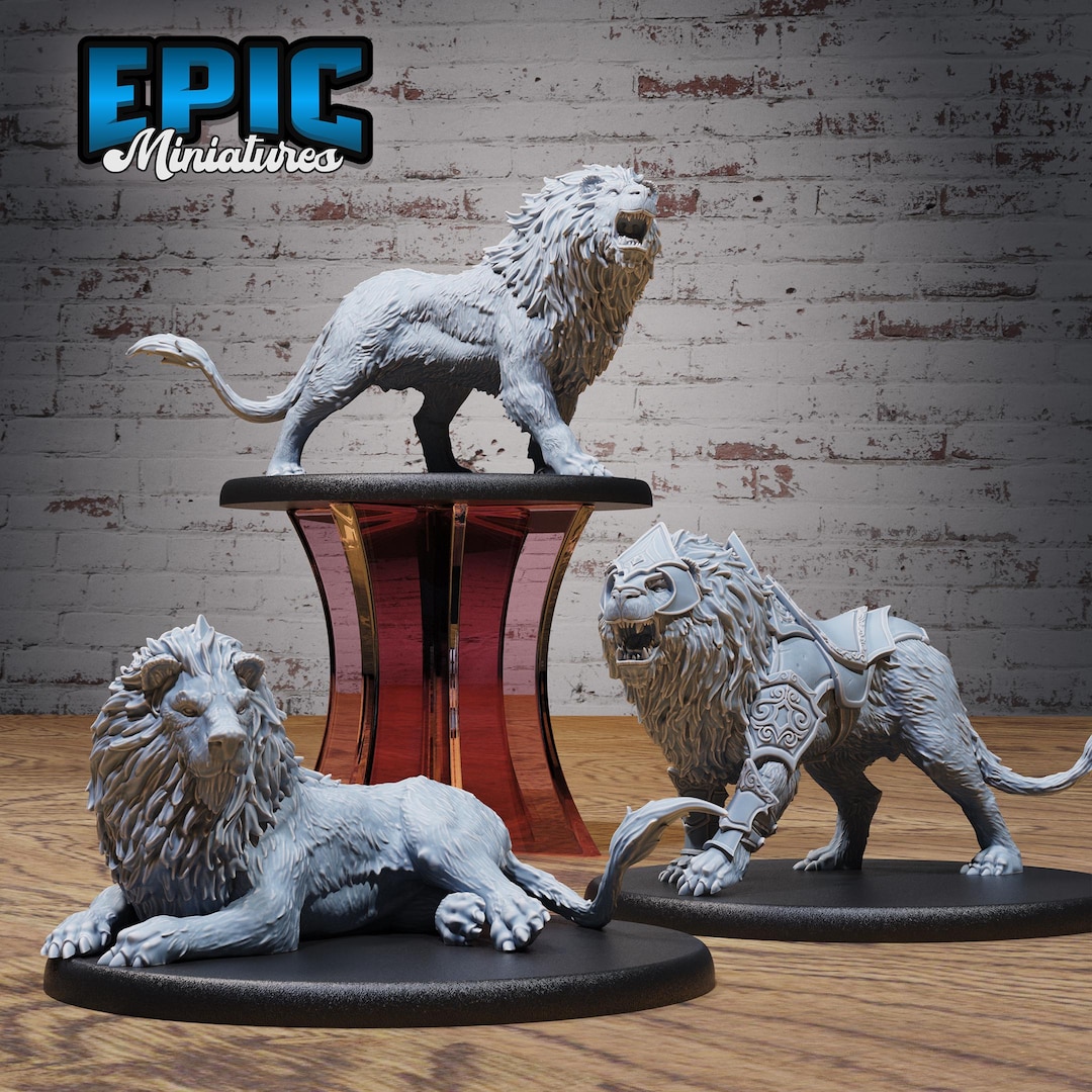 Lion Miniature | 28mm Scale Regal Beast for Dnd, Pathfinder, Tabletop ...