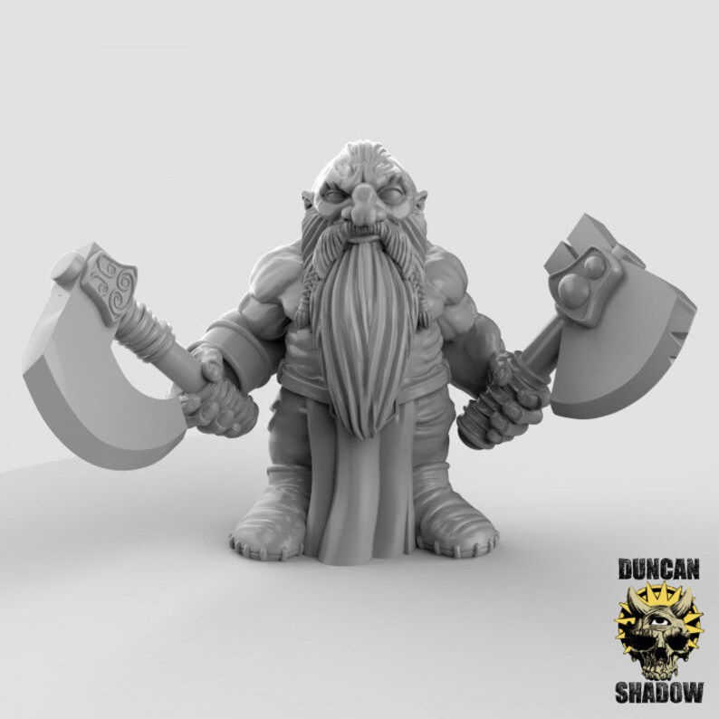 Dwarf Berserker Miniature, Unpainted Resin, 32mm Scale - Etsy
