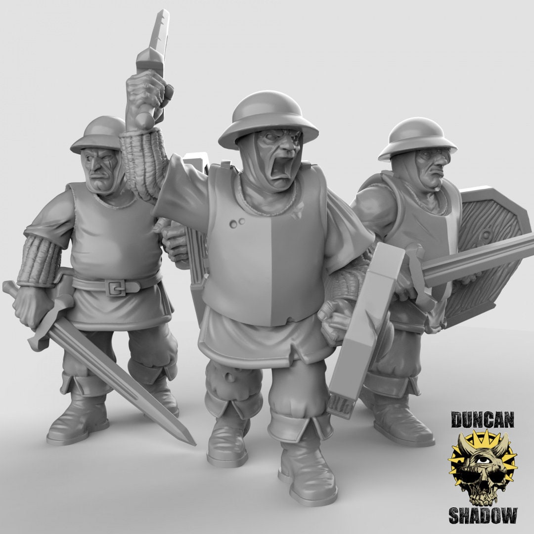 Town Militia Miniature Set | 28mm-32mm | 3D Printed Resin Town Militia ...