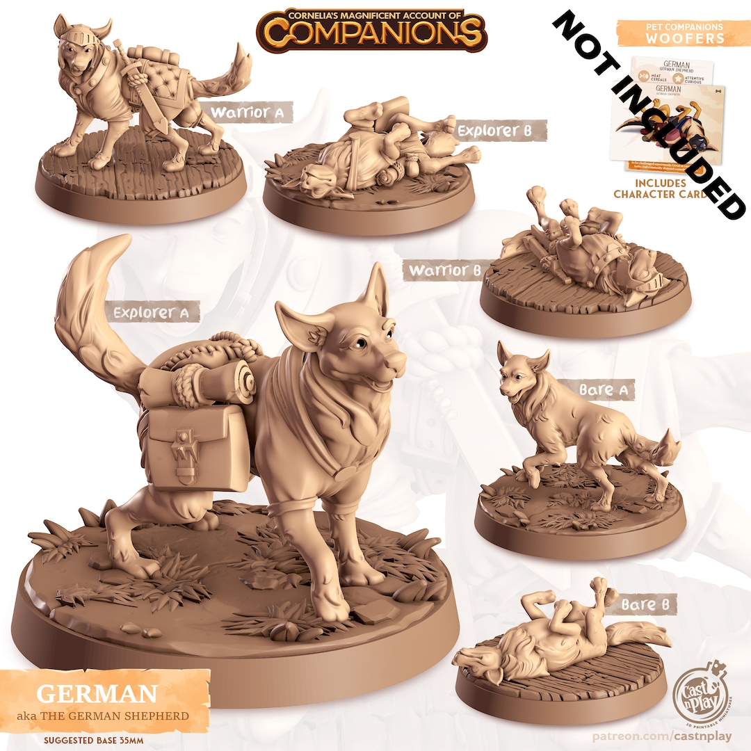 32/28mm German Shepard Companion, Castnplay Miniatures , Role Playing ...