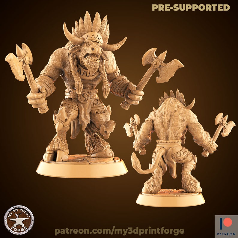 Tauren Minotaur Miniature | 28mm-32mm | Resin 3D Printed Minotaur | D&D ...