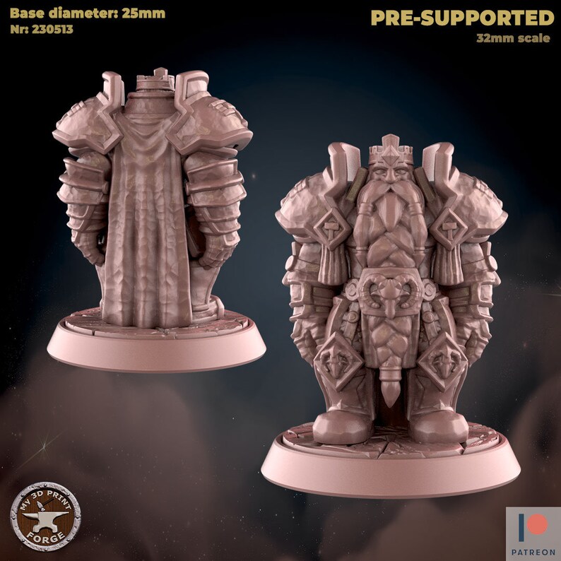 Dwarf Leader Miniature | 28mm-32mm | Resin 3D Printed Dwarf Commander ...